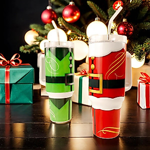 Hogg 2 Pack Christmas Tumbler 40oz - Santa Tumbler and Elf Tumbler, Christmas Tumblers with Lids and Straws, Santa Claus Christmas Cup, Santa Mug, Christmas 40 oz Tumbler, Holiday Tumbler with Handle