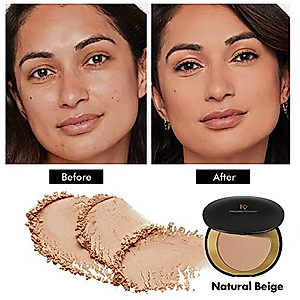 FV Setting Powder, Oil-Control, Long-Lasting, Medium Coverage Pressed Face Powder Makeup, Matte Finish for Oily, Dry & Normal Skin, Natural Beige, 0.28 Oz