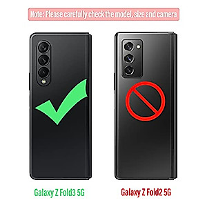 KumWum Phone Case for Samsung Galaxy Z Fold 3 5G Ultra-Thin Back Cover Protection Shockproof Bumper with S Pen Holder & Kickstand - Carbon Fiber