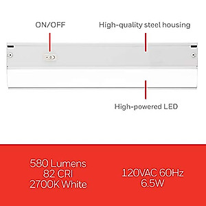 UltraPro 24 inch Hardwired Under Cabinet Lights, On/Off Only, 2700K Warm White, Under Cabinet Lighting, Under Counter Lights for Kitchen 44112