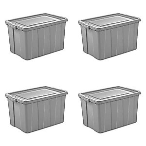Sterilite 16796A04 Storage Tote, 30 gallon, Cement Lid and Base (Pack of 4)