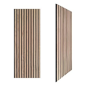 3D Slat Wood Wall Panels Acoustic Panels for Interior Wall Decor Natural Oak | Wood Slat for Wall | Soundproof | 42.5” x 17” Each | Set of 2 Wood Panels for Walls