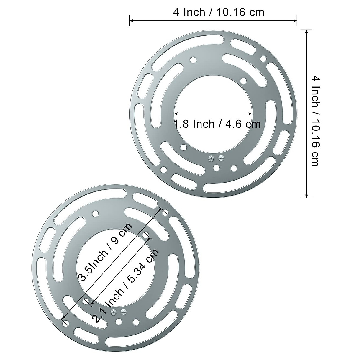 Qc 2 Pack Universal Light Fixture Mounting Bracket, 4 Inches Diameter Steel Crossbar Plate with Ground Screw for Mount Wall Light, Close to Ceiling Light, Chandelier Silver