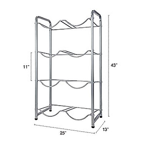 KAX 5-Gallon Water Bottle Holder 8 Trays Water Jug Rack 4-Tier Water Bottle Rack Reinforced Steel Rack for Water Storage Water Bottle Storage Rack for 8 Bottles, Silver