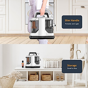 Ailltopd Portable Carpet Cleaner Machine, Powerful Deep Stain Cleaning for Couch, Pets, Car Seats, Upholstery & Furniture, Spot with Dual Size Brushhead (White), 11.81 * 9.44 * 13.77, (C4)