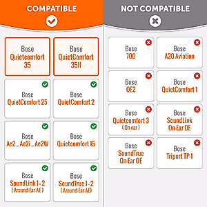 WC Wicked Cushions Upgraded Replacement Ear Pads for Bose QC35 & QC35ii (QuietComfort 35) Headphones & More - Softer Leather, Luxurious Memory Foam, Added Thickness, Extra Durability | Midnight Blue