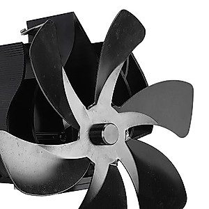 6 Blade Wood Stove Fan Heat Powered Hanging Stove Fan Silent Flue Pipe Fireplace Fan for Wall Mount (Black)
