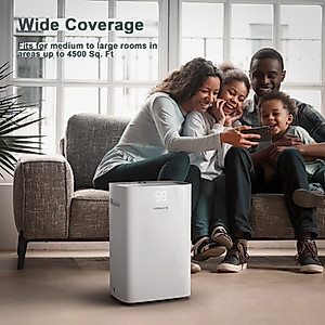 Kesnos 4500 Sq. Ft Dehumidifier for Home with Drain Hose -Ideal for Basements, Bedrooms, Bathrooms, Laundry Rooms -with Intelligent Control Panel, Front Display, 24 Hr Timer and 0.66 Gallon Water Tank