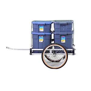 WIKE Heavy Duty Aluminum Flatbed Bike Trailer: Inside Cargo dims 56cmWx77cmL, max Payload 125lbs - Comes with Easy-Install Steel Bike Hitch, Steel-Reinforced Aluminum towbar, 2-20" Pneumatic Wheels