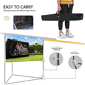 VIVOHOME 100 Inch 2-in-1 Portable Video Projector Screen with Triangle Stand, 16:9 Aspect Ratio Hanging Screen for Home School Office Indoor Outdoor
