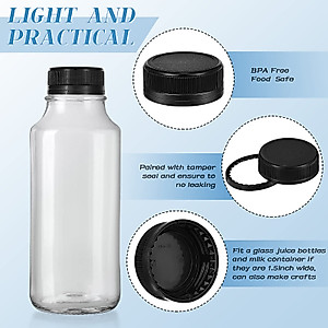 100 Pcs Caps for Empty Juice Bottles, Tamper Seal Lids 38 mm Plastic Bottle Caps Container Lids Bottle Caps for Crafts DIY, 4, 8,12, 16, and 32 oz Container(Black)