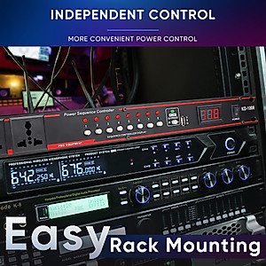 FULODE 10 Outlet Power conditioner -8 Independent Switch Rack power, Power conditioner rack mount Audio power conditioner Regulator w/Voltage Readout, With USB,Surge Protector (KD-1008)