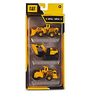 CAT Construction Toys CAT Construction Die Cast Metal 3 Pack Vehicles - Steam Roller/Excavator/Wheel Loader for Ages 3+