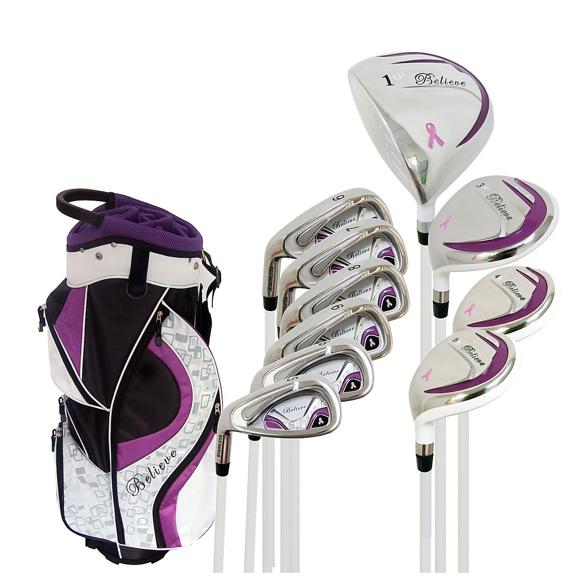 Founders Club Left Handed Believe Ladies Complete Golf Club Set Purple Left Handed (Standard)