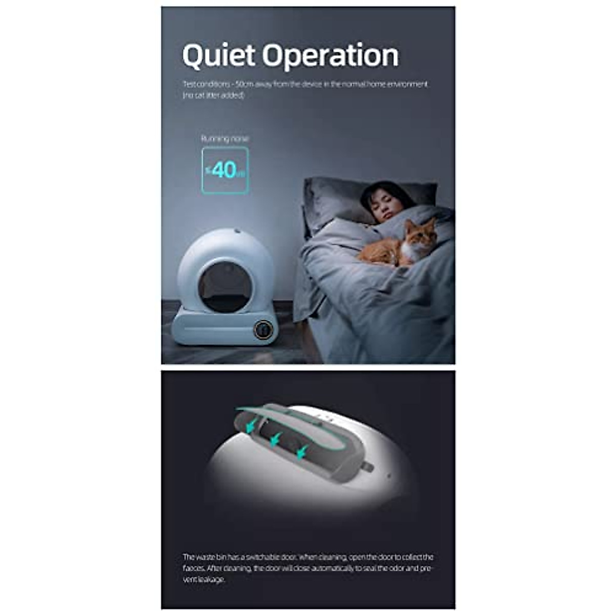 Automatic Cat Litter Box Self-Cleaning - App Control Odor Removal Cat Litter Box for Large Multiple Cats Indoors, CA030