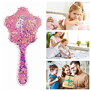 Zou.Rena Little Girls Hair Brush Easily Brushed Through Tangles-No Liquid,Glitter Confetti Unicorn Gifts Play for Kids Age 3-8(pink)