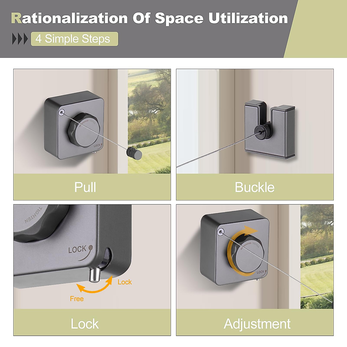 LeeQinersw Retractable Clothesline Indoor - Heavy Duty Retractable Laundry Line Clothes Line Retracting Indoor Outdoor Wall Mounted Stainless Clothes Drying Anti-Droop Design 13.8 Feet