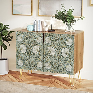 SIGNWIN Sideboard Buffet Cabinet, Kitchen Storage Cabinet with 2 Doors, Geometric Arch Palm Leaf Landscape, Cupboard Console Table for Dining Room- 35" L x 18" W x 29" H