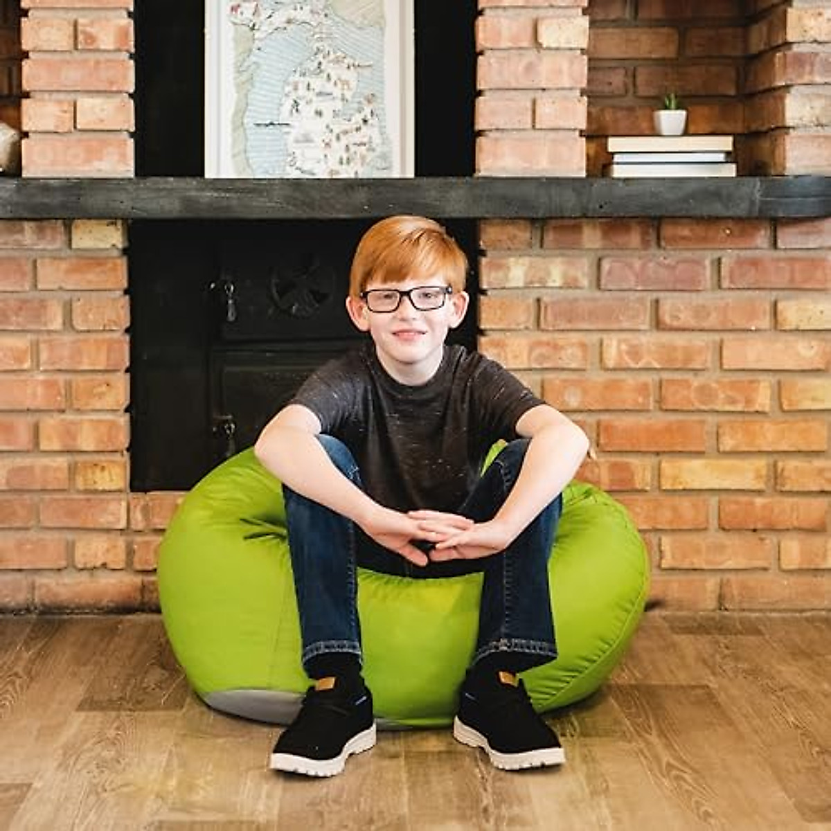 Big Joe Classic Bean Bag Chair, Spicy Lime Smartmax, Durable Polyester Nylon Blend, 2 feet Round