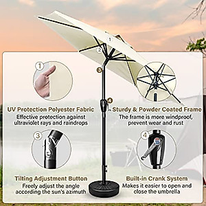 Simple Deluxe 2 Pack 9' Patio Outdoor Table Market Yard Umbrella with Push Button Tilt/Crank, 8 Sturdy Ribs for Garden, Deck, Backyard, Pool, Beige 2Pack