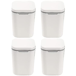 TOPZEA 4 Pack Mini Trash Can with Lid, 2L Plastic Press-Type Small Garbage Can for Coffee Table, 0.5Gallon Small Desktop Trash Bin for Kitchen, Bedroom, RV, Car, Mini Office Wastebasket for Countertop
