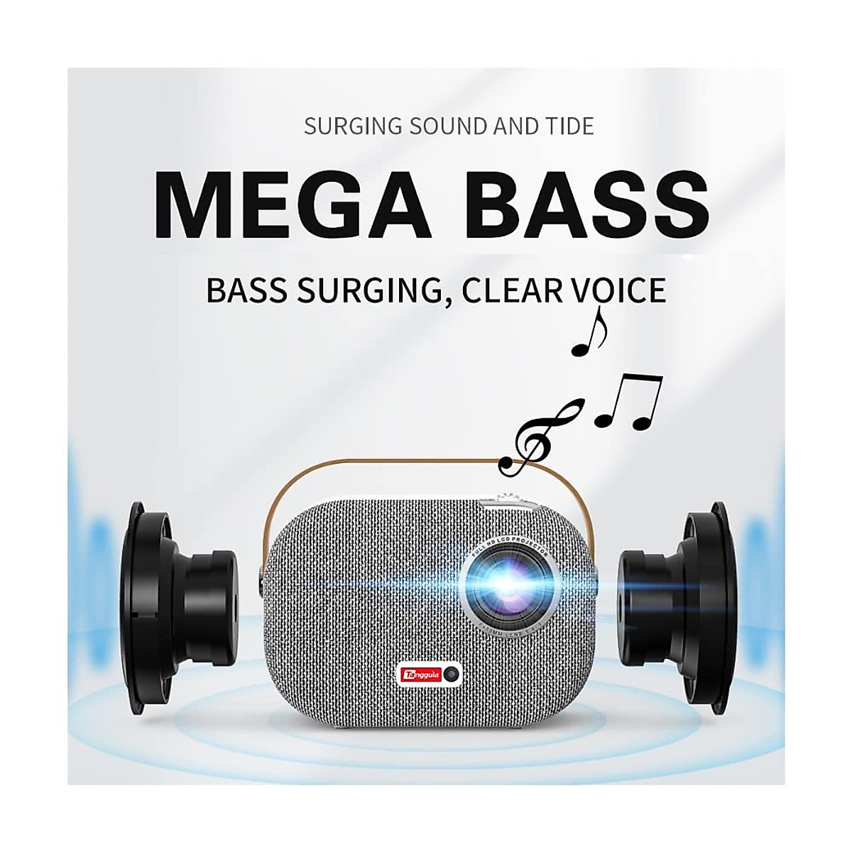 Tanggula Y1 Portable LED Projector + TV Box 2 in 1, Smart Android 9.0 Real Full HD 1080P, 2GB RAM + 32 ROM, Smooth Operating System and Dual Band 2.4G + 5.0G WiFi Bluetooth, Wireless QWERTY Keyboard