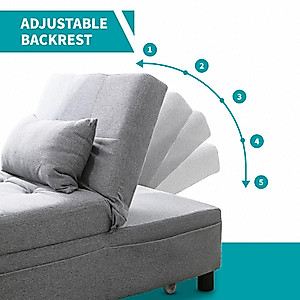 BALUS 4-in-1 Sleeper Chair with Adjustable Backrest with Free Pillow, Pull Out Sofa Couch Bed with Memory Foam for Compact Living Room (No Assemble Need,Light Grey)