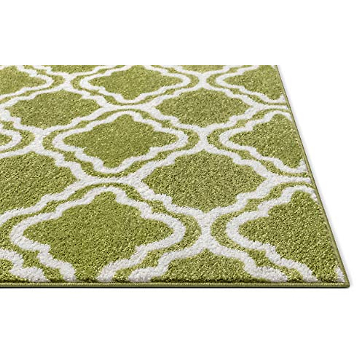 Modern Rug Calipso Green Lattice Trellis Accent Area Rug Entry Way Bright Kids Room Kitchn Bedroom Carpet Bathroom Soft Durable Area Rug (2'3" x 7'3" Runner)