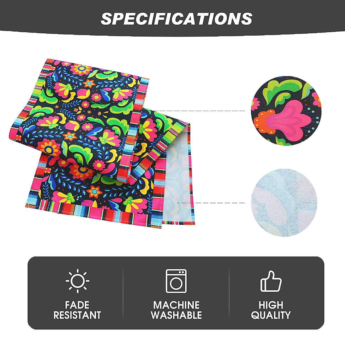 Snowkingdom Mexican Fiesta Table Runner, Mode Floral Dia De Los Muertos Décor Day of The Dead Altar Decoration for Holiday Home Party (13" x 72")