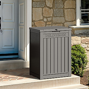 Package Delivery Box for Porch, 48 Gallon Storage Box with Lockable Secure, Large Double Wall Resin Outdoor Package Delivery and Waterproof Deck Box