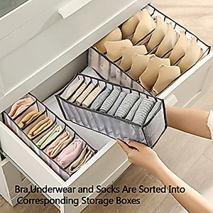 RESHANG 6PCS Grey Wardrobe Clothes Organizer,Clothes Organizer for Jeans+Pants+Shirts+Bra+Underwear+Socks,Folded Washed Mesh Organizers for Wardrobe, Drawer, RV Travel Clothing Storage Classification