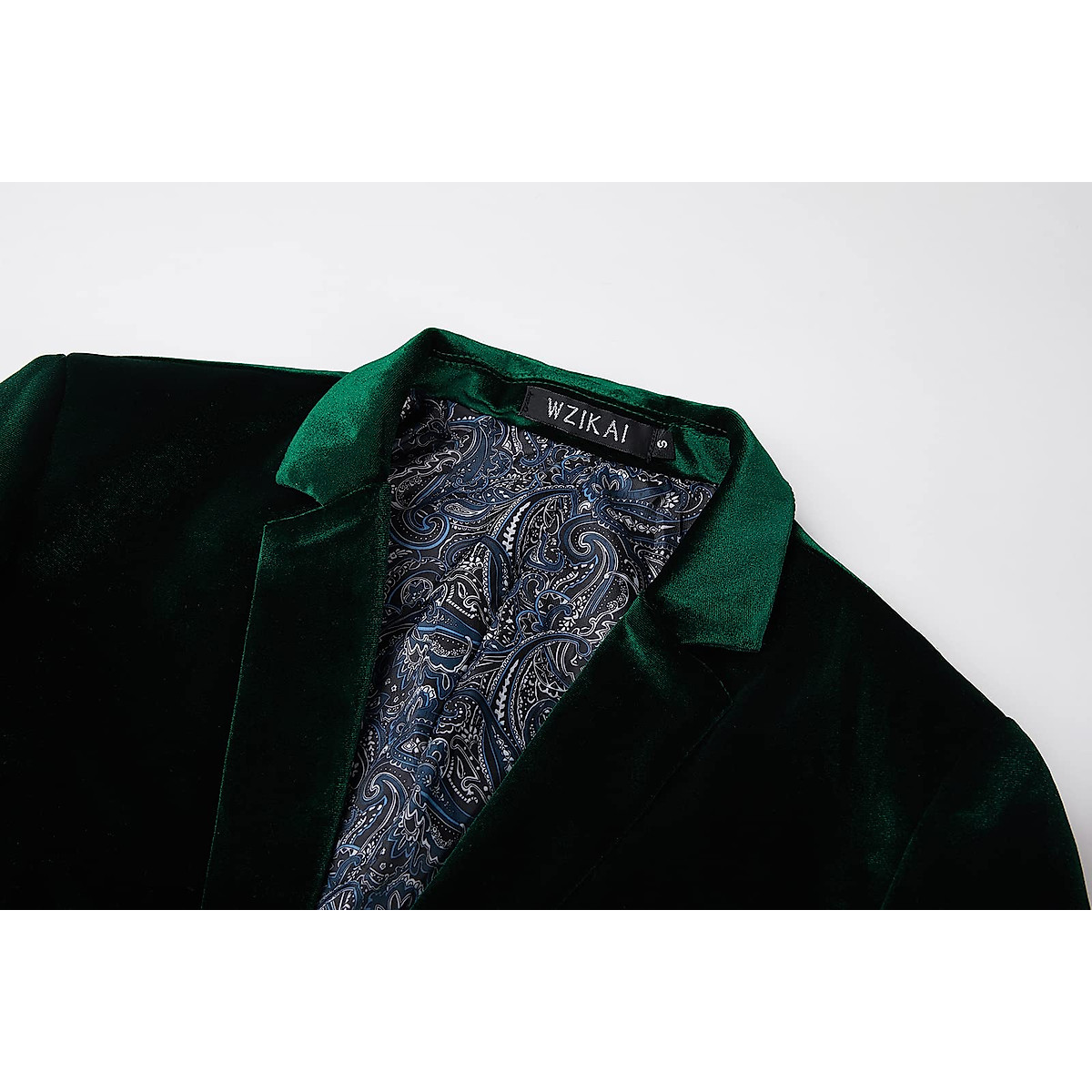 WZIKAI Mens Velvet Blazer One Button Slim Fit Solid Fashion Suit Jacket Sport Coat for Wedding Prom Dinner Party Green XXXL