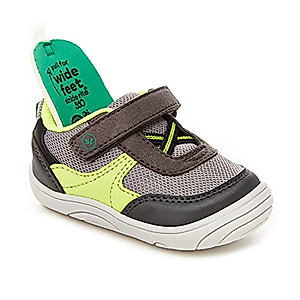 Stride Rite 360 Infant and Toddler Boys Gogo First Walker Shoe, Grey/Neon, 4 Toddler