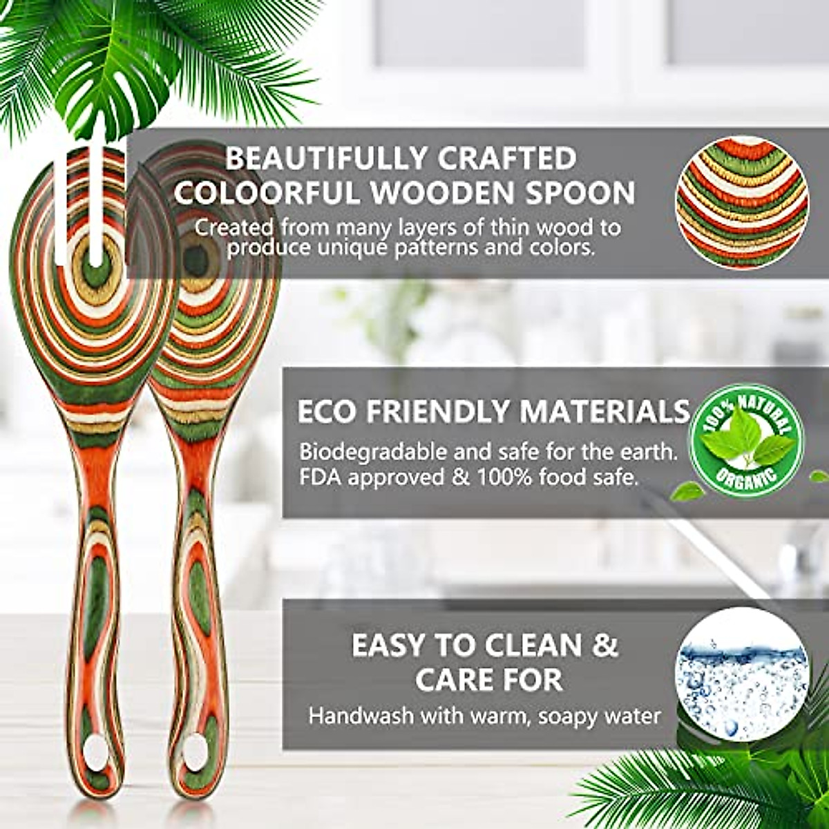 Salad Tongs, Wooden spoons, Salad Tongs for Serving, WOSPONFAN 12-inch Pakkawood Serving Utensils Set Salad Servers Set Kitchen Cooking Utensil