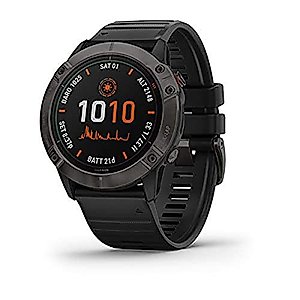 Garmin Fenix 6X Pro Solar, Premium Multisport GPS Watch with Solar Charging, features Mapping, Music, Grade-Adjusted Pace Guidance and Pulse Ox Sensors, Dark Gray with Black Band (Renewed)
