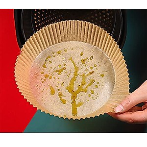 Air fryer disposable paper,Round Parchment Cooking Non-Stick,100pcs Roasting Food Grade Paper for Air Fryer,Baking, Cooking, Microwave ,Oil-proof,Water-proof (large)