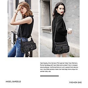 Angel Barcelo Cross body Shoulder Bag Women Soft Leather Purses and Handbags (Purple)