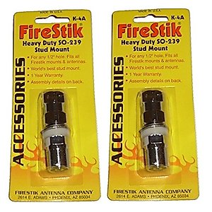 (2) FIRESTIK K-4A Heavy Duty CB Radio Antenna Stud MONTAGEM SO-239