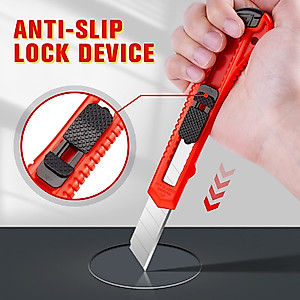 DIYSELF 4 Pack Box Cutter, Box Cutter Retractable, with 10 Pcs 9mm Snap off Blades, Utility Knife for Carton, Cardboard, Paper Knife, Box Cutter for Office, Warehouse, Small Box Opener, Razor Knife