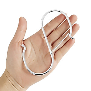 HCTESCO 4.96inch Large Size Silver S Hooks for Hanging - Heavy Duty, Ideal for Hanging Plants, Carabiner, and More! (16)