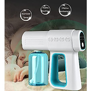 Julitech Portable Disinfectant Fogger Gun, Handheld Rechargeable Nano Sprayer Electric Sanitizer Spray Gun, for Outdoor Indoor Home Office, School or Garden,Blue