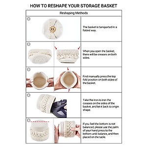 Mkono Macrame Makeup Brush Holder Organizer Comb Brushes Mini Storage Basket Set of 2 Boho Decor Baskets for Pen Pencil Box Container ,Ivory