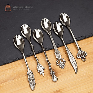 Alisveristime Traditional Ottoman Motif Tea Spoons - Decorative Stirring, Sugar, Tea Spoons (Set of 6) (Motif) (Silver)