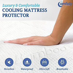 Comfety Twin Size Waterproof Mattress Protector - Cooling, Hypoallergenic, Breathable, Washable, Noiseless, 100% Viscose Bamboo