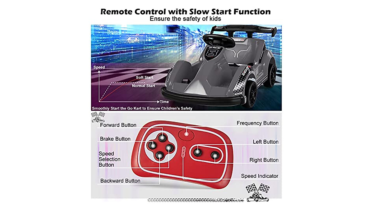 HONEY JOY Electric Go Kart for Kids - Remote Control Fun
