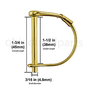 PTO Round Shaft Locking Trailer Hitch Pin 3/16" x 1-1/2" (Pack of 10)