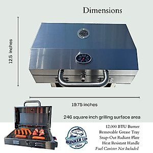 Boat Grill with Mount - Portable Propane Gas BBQ - Grills Secure into Rod Holder | Adjustable Legs for Table Top Use | Stainless Steel Marine Stove -Great Outdoor Barbecue