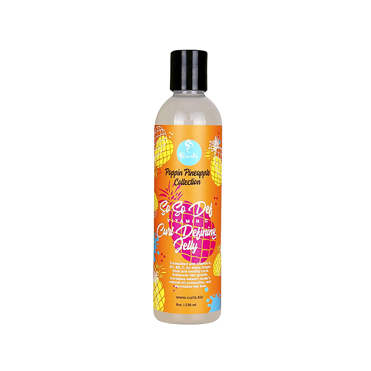 Curls Poppin Pineapple So So Def Vitamin C Defining Jelly - Shinier, Longer, Thicker, Healthier Hair - Hydrating and Frizz Free - All Curly Hair Types - 8 Oz