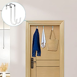 FYY Over the Door Hooks, 4 Pack Door Hangers Hooks with Rubber Prevent Scratches Heavy Duty Organizer Hooks for Living Room, Bathroom, Bedroom, Kitchen Hanging Clothes, Towels, Hats, Coats, Bags White
