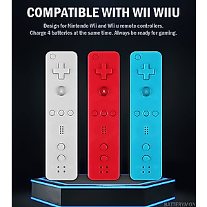 4-Ports Charging Station for Wii Remote Controller Battery, 4pcs Rechargeable Batteries for Wii WiiU Game Controller